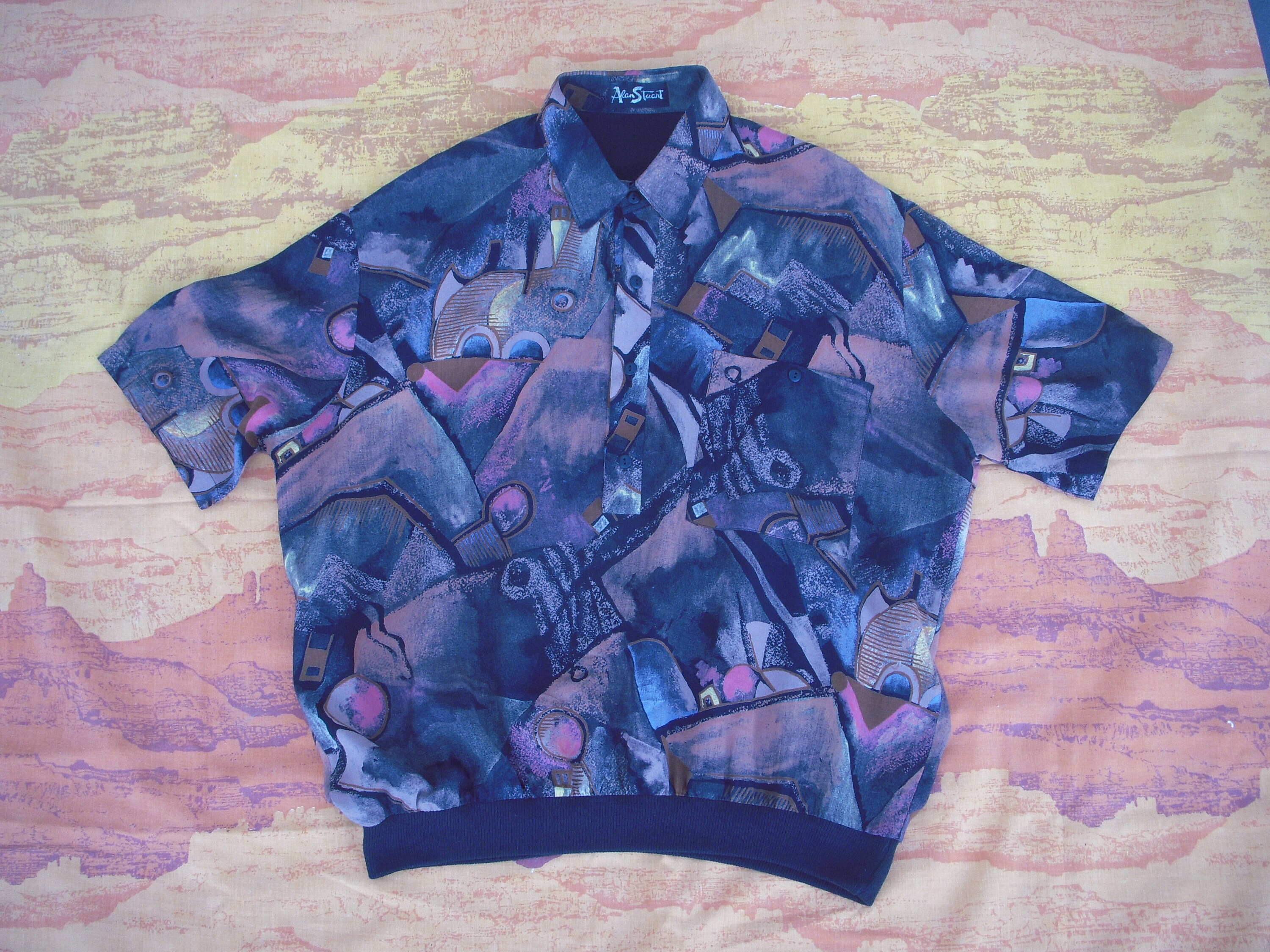 Vintage Alan Stuart Cubist Art Rayon Shirt - Etsy
