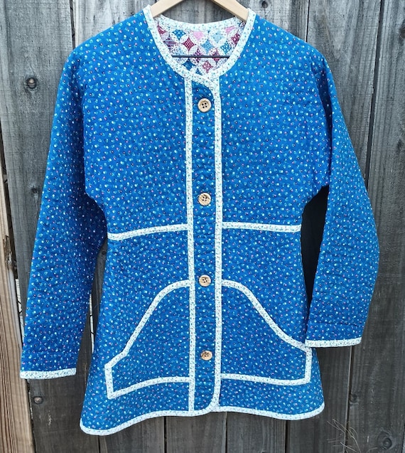 Antique Primitive Quilted Calico Short Petticoat - Gem