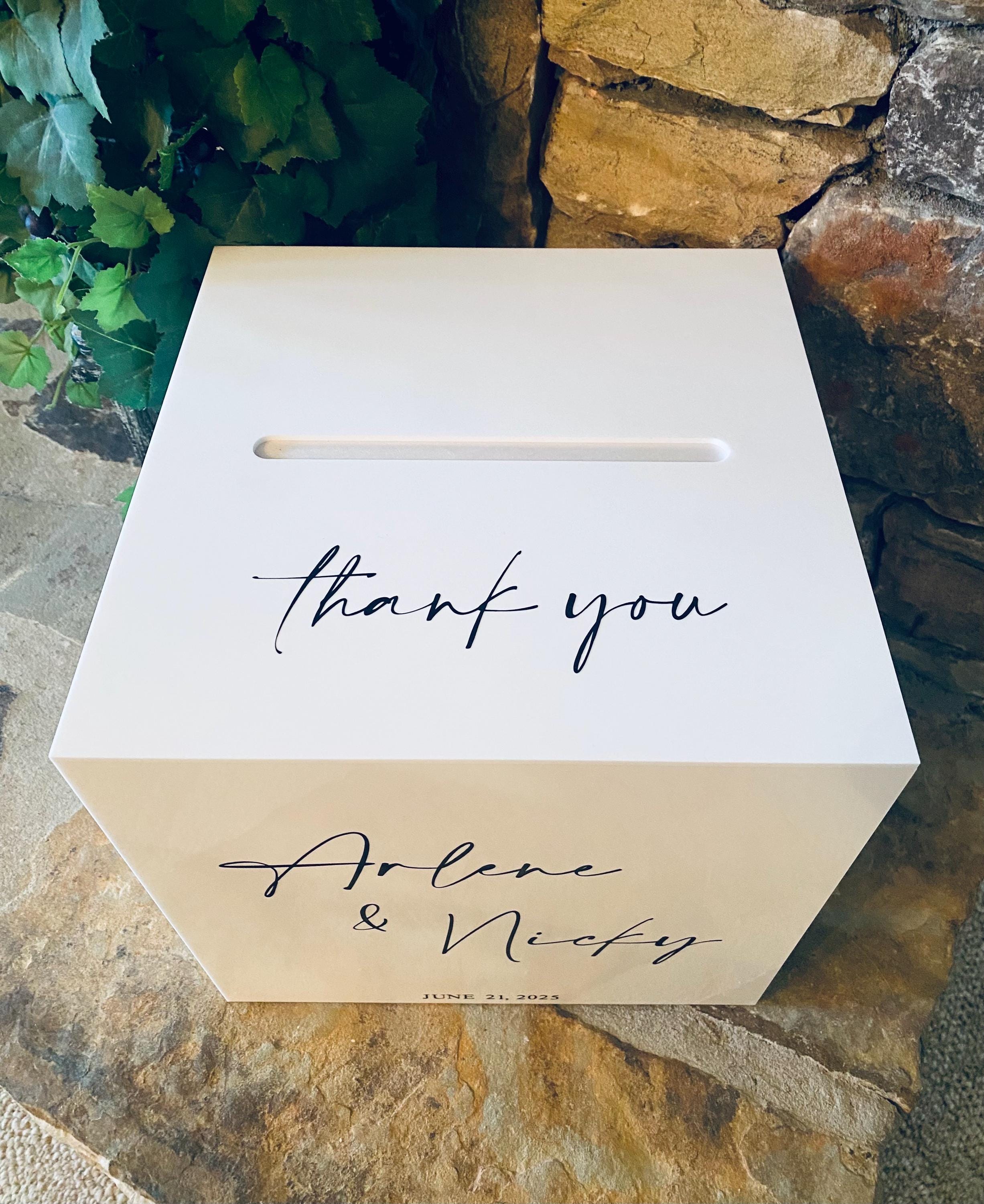 White Acrylic Card Box, Wedding Card Box, Wedding, Gift Table, Locking ...