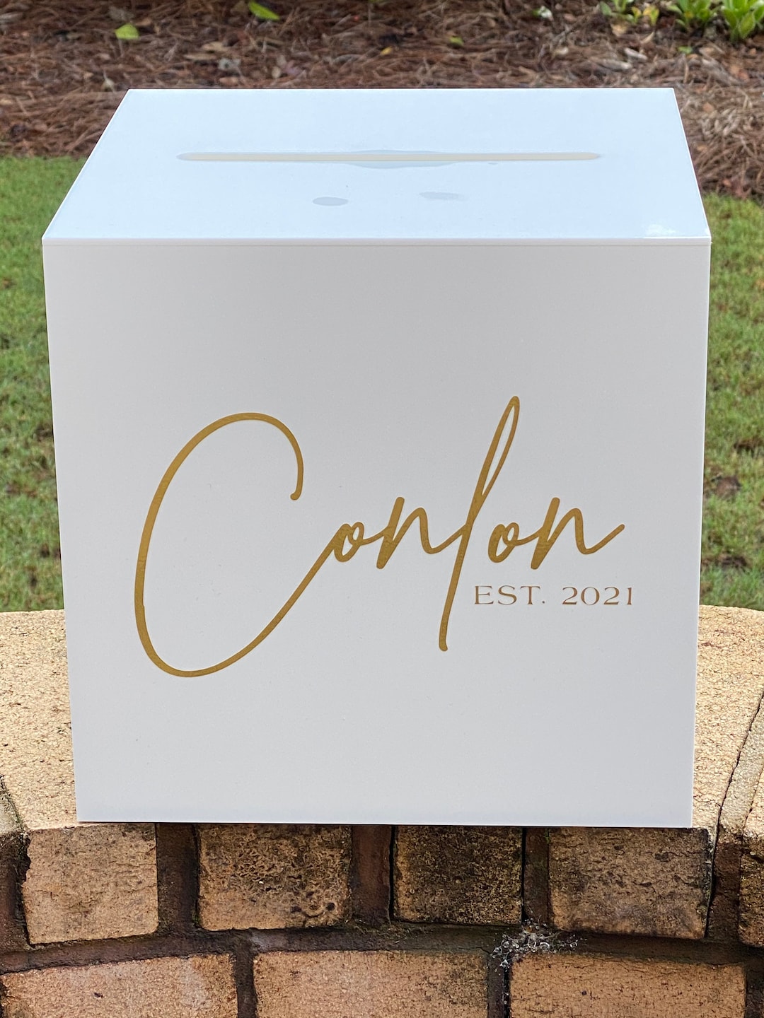 White Acrylic Card Box, Wedding Card Box, Wedding, Gift Table, Locking ...
