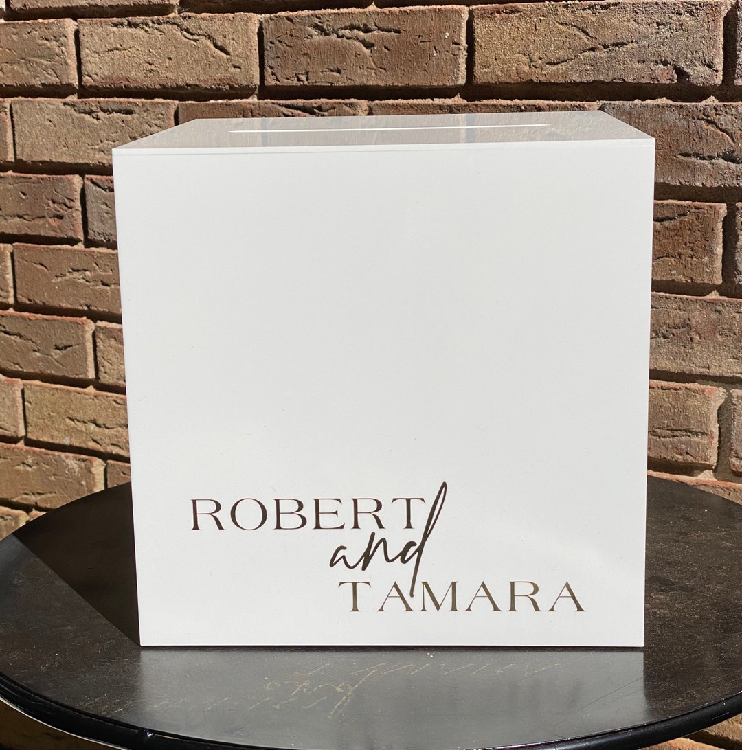 White Acrylic Card Box, Wedding Card Box, Wedding, Gift Table, Locking ...