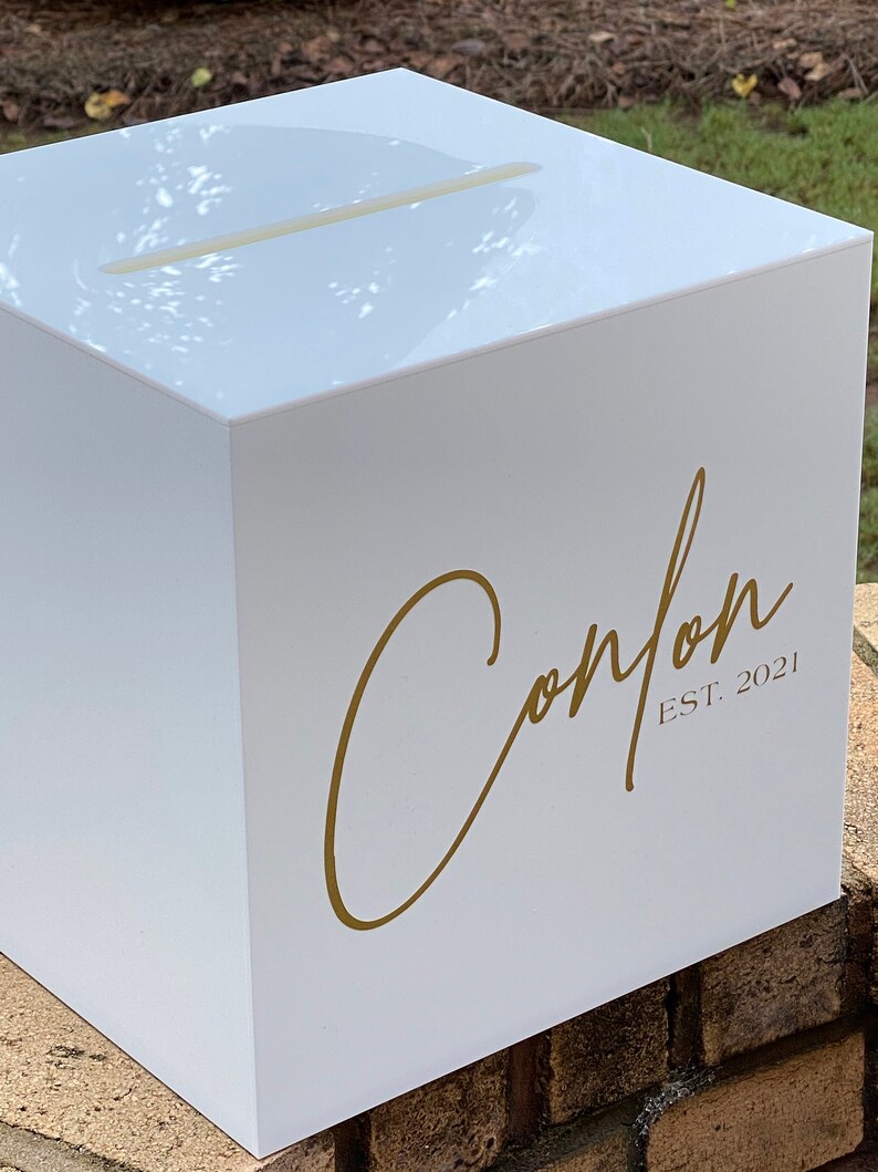 White Acrylic Card Box Wedding Card Box Wedding Gift Table | Etsy