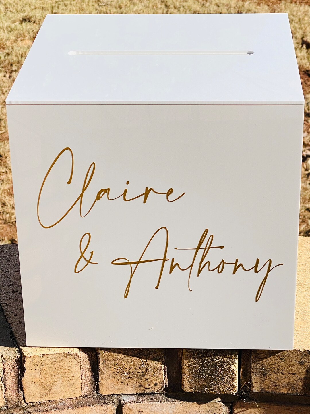 White Acrylic Card Box, Wedding Card Box, Wedding, Gift Table, Locking ...