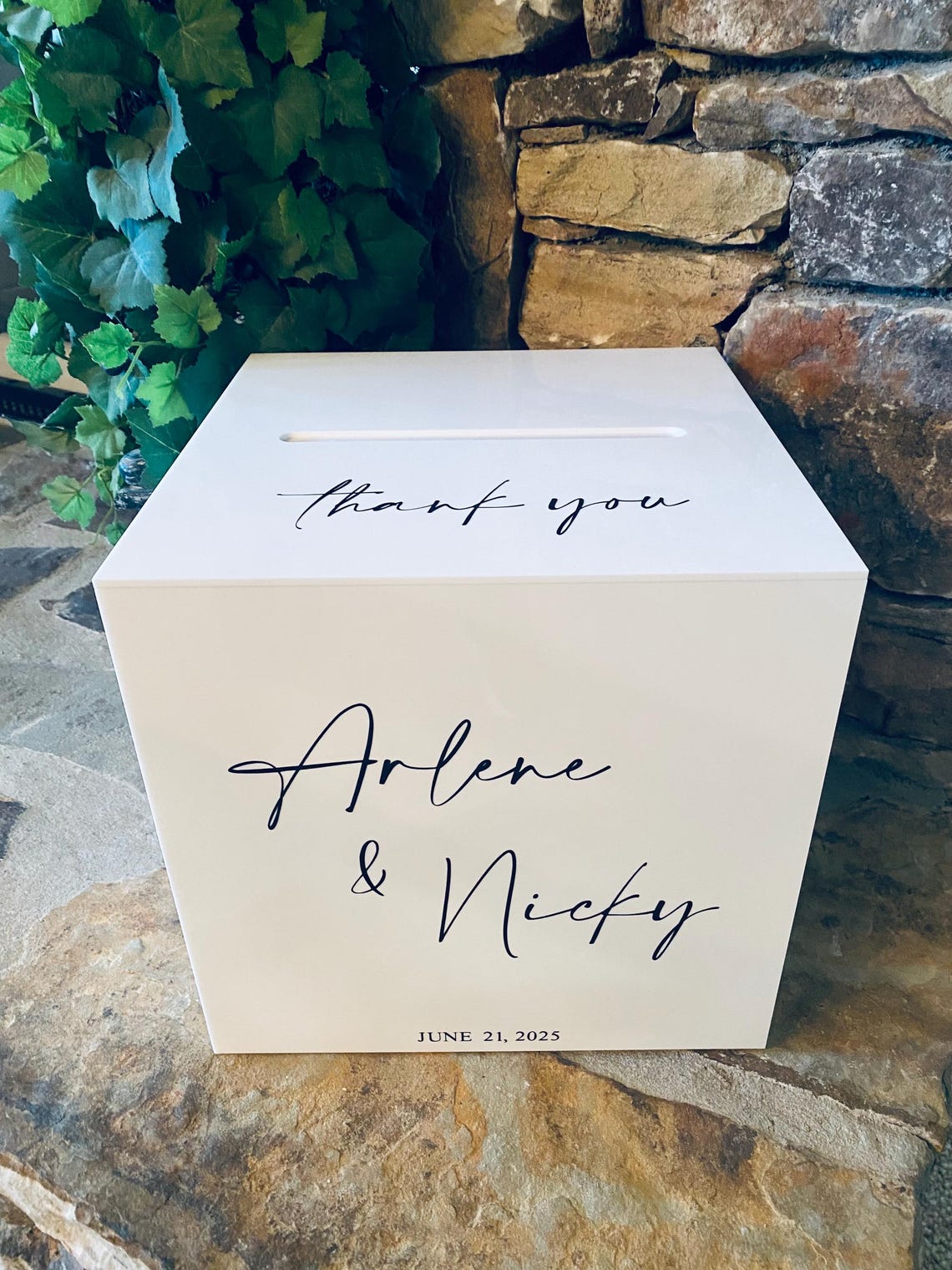 White Acrylic Card Box, Wedding Card Box, Wedding, Gift Table, Locking ...