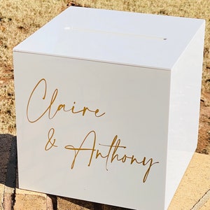 White Acrylic Card Box, Wedding Card Box, Wedding, Gift Table, Locking ...