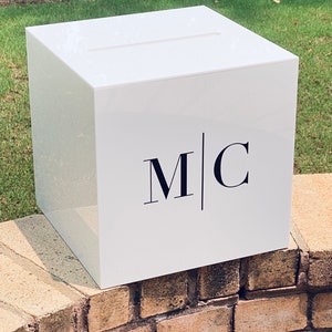 White Acrylic Card Box, Wedding Card Box, Wedding, Gift Table, Locking ...