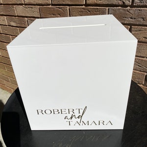 White Acrylic Card Box, Wedding Card Box, Wedding, Gift Table, Locking ...