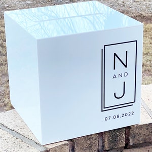 White Acrylic Card Box, Wedding Card Box, Wedding, Gift Table, Locking ...