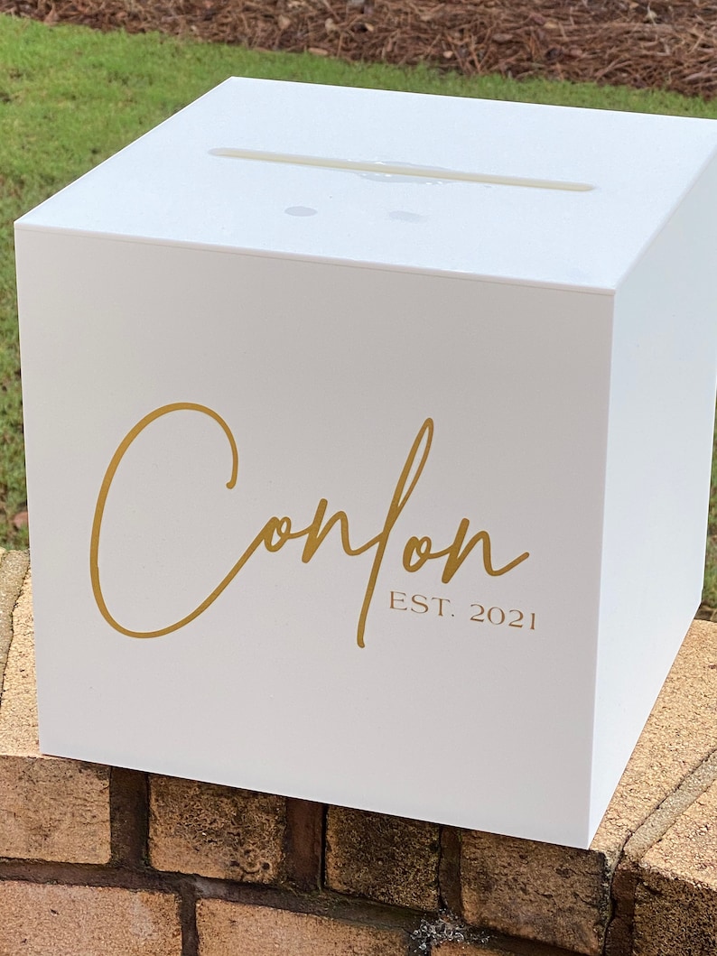 White Acrylic Card Box Wedding Card Box Wedding Gift Table | Etsy