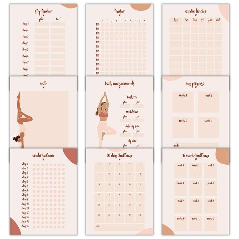 12 Week Fitness Planner | Boho Health Tracker (digital Download) - Etsy
