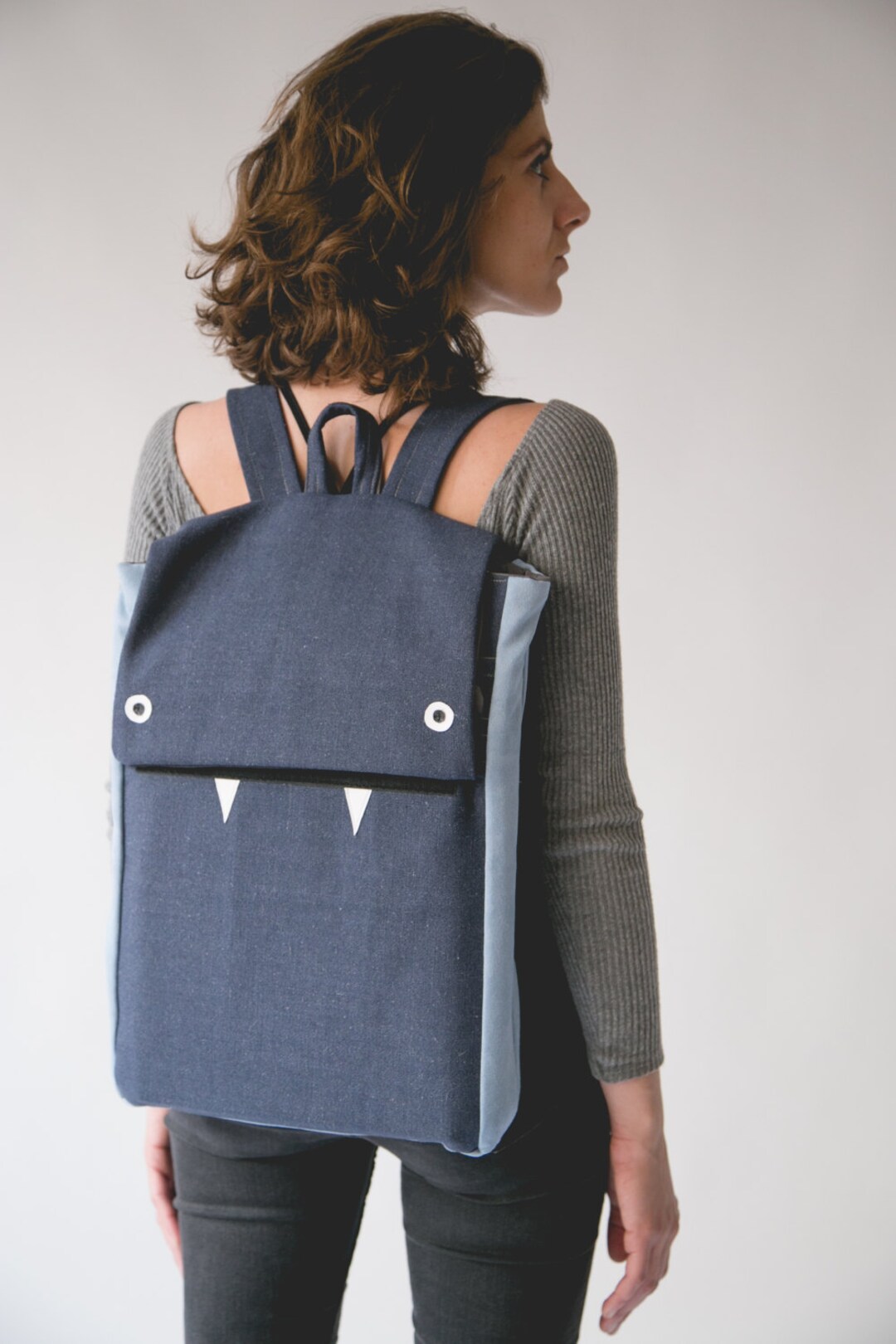 Blue Laptop Backpack, Blue Backpack, Canvas Backpack, Monster Backpack ...