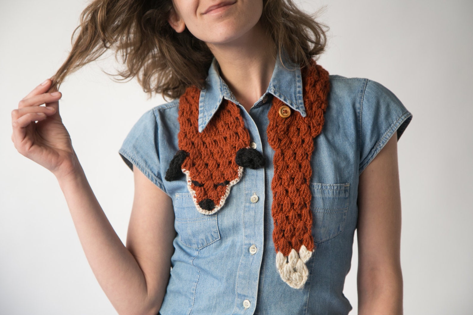 Fox Scarf Crochet Fox Scarf Animal Scarf Red Scarf Knitted - Etsy