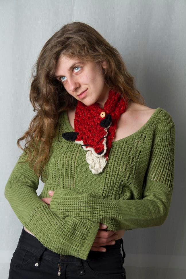 Fox Scarf Crochet Fox Scarf Animal Scarf Red Scarf Knitted - Etsy