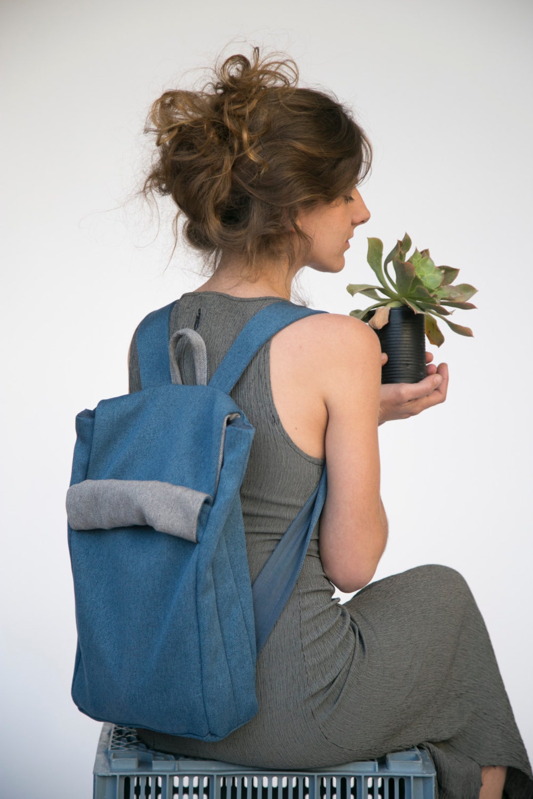 Blue Backpack, Blue Laptop Backpack, Men Backpack, Canvas Backpack ...