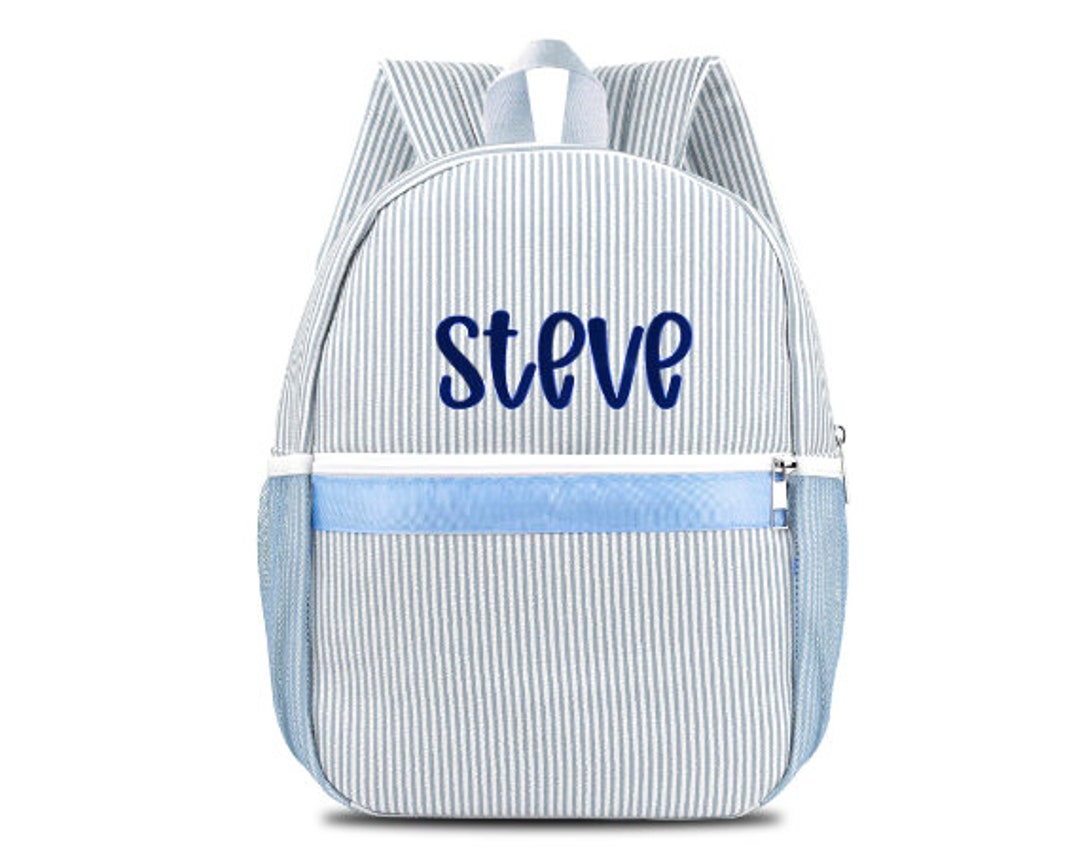 Personalized Seersucker Backpack Cute Baby Bag Backpack –back to Schoo ...