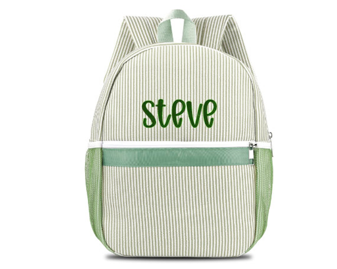 Personalized Seersucker Backpack Cute Baby Bag Backpack –back to Schoo ...