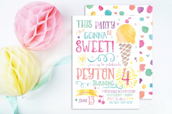 Ice Cream Invitation | Ice Cream Party | Ice Cream Birthday | Ice Cream ...