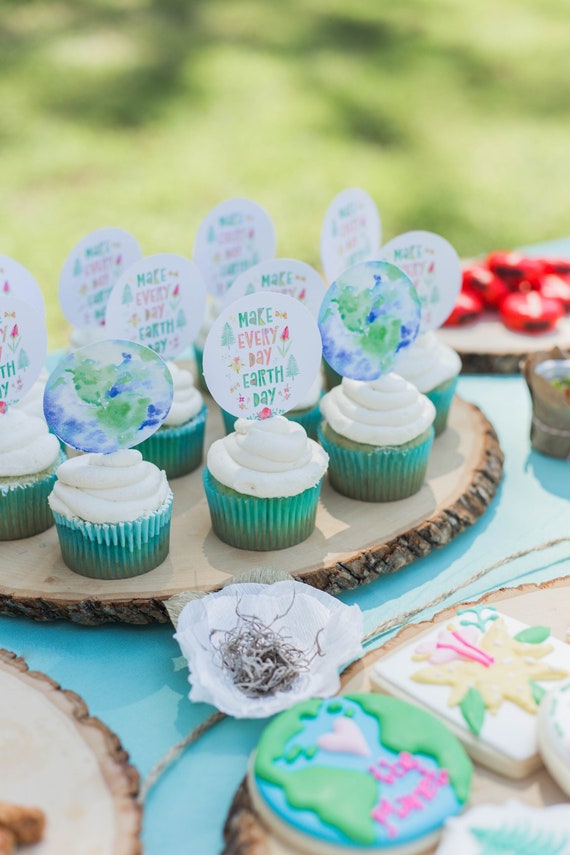 Earth Day Cupcake Toppers and Party Decor INSTANT DOWNLOAD / Earth Day ...