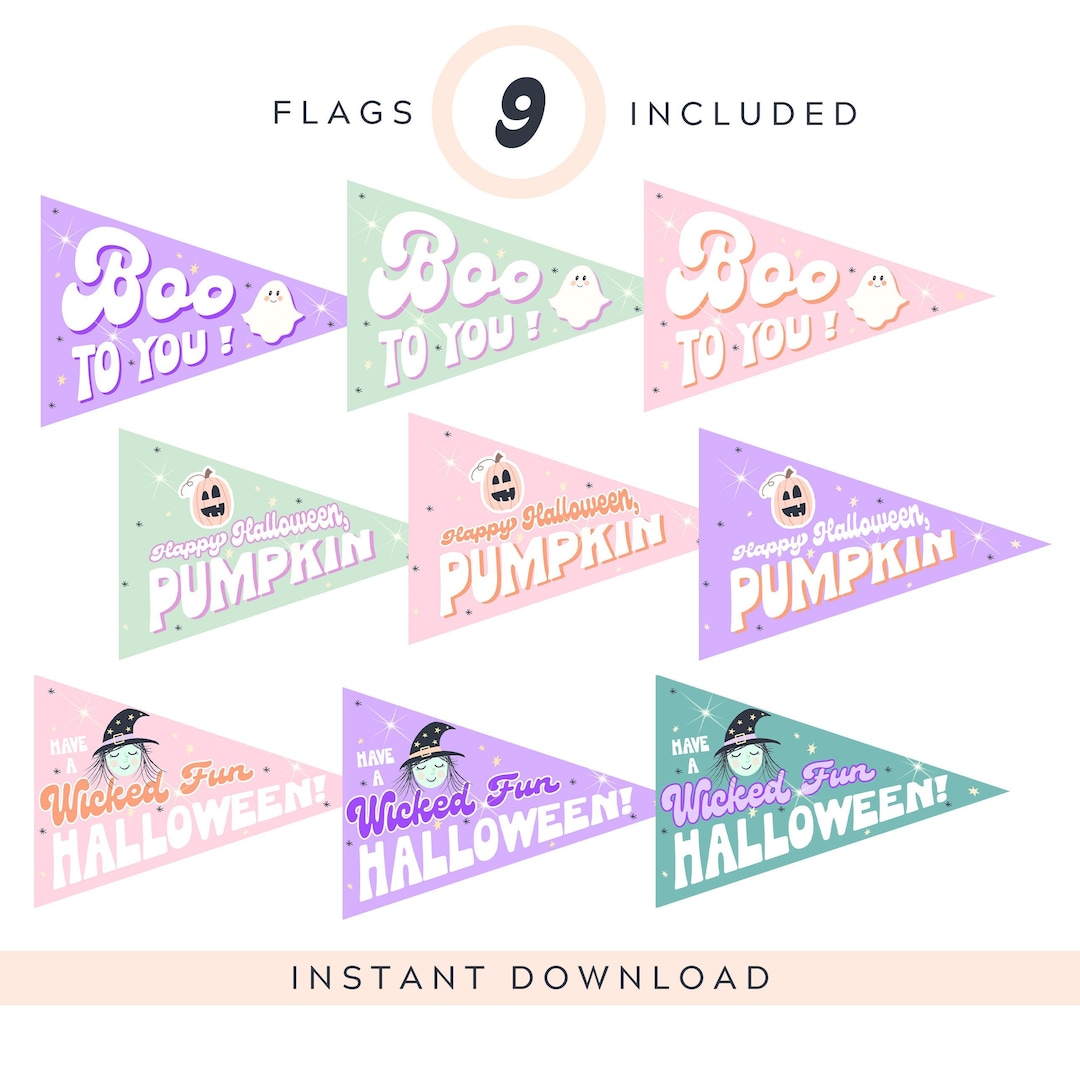Halloween Pennant Flag Set INSTANT DOWNLOAD / Halloween Flag / Boo ...