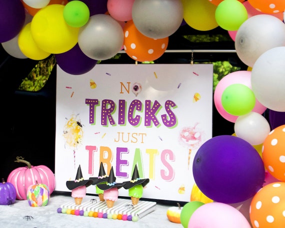 No Tricks Just Treats | Halloween Sign | Halloween Party Sign | Trunk ...