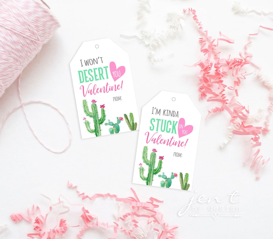 Printable Valentine Tags for Kids Cactus Valentine - Etsy
