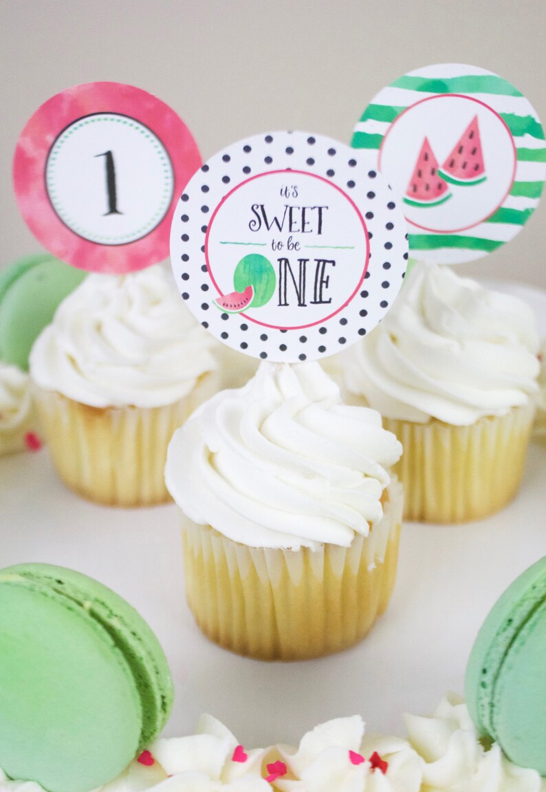 Watermelon Watermelon Party Cupcake Toppers Watermelon - Etsy