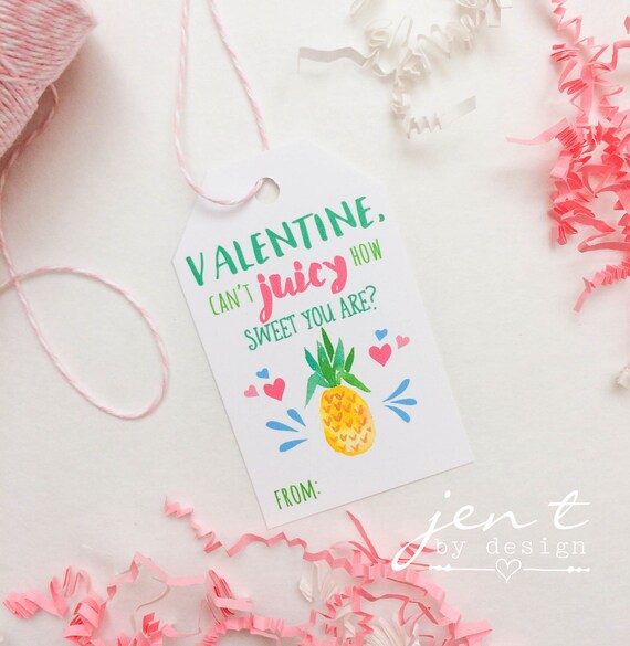 Printable Valentine Tags for Kids - Pineapple Valentines - Fruit ...