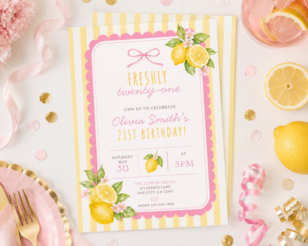 Editable Freshly Twenty-one Birthday Invitation, Digital Download ...