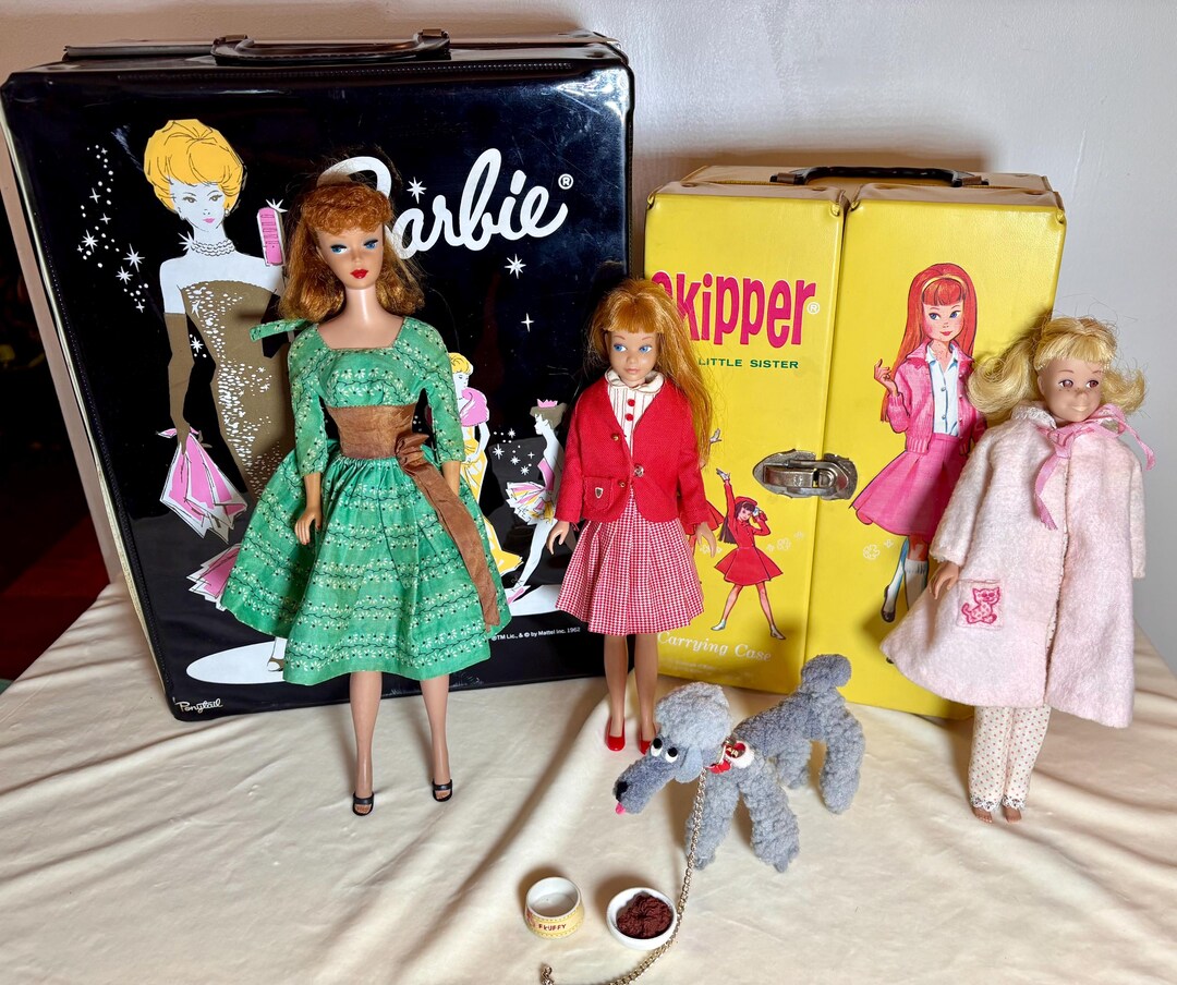 Vintage 1963 Barbie Doll Titian, 1964 Skipper, 1965 Skooter, Barbie's ...