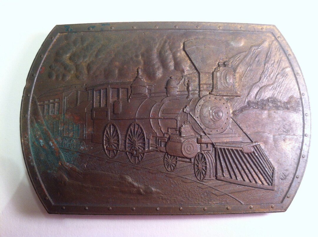 Vintage Brass Train Belt Buckle. - Etsy