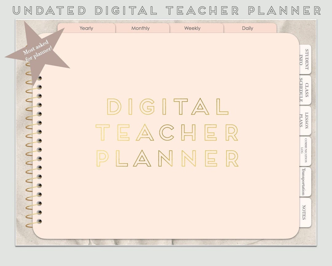 Undated Teacher Planner, Digital Teacher Planner, Teacher Planner ...
