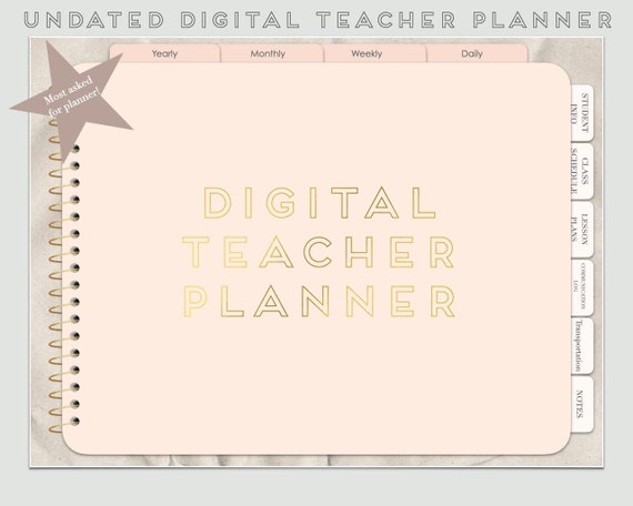 Undated Teacher Planner Digital Teacher Planner Teacher - Etsy