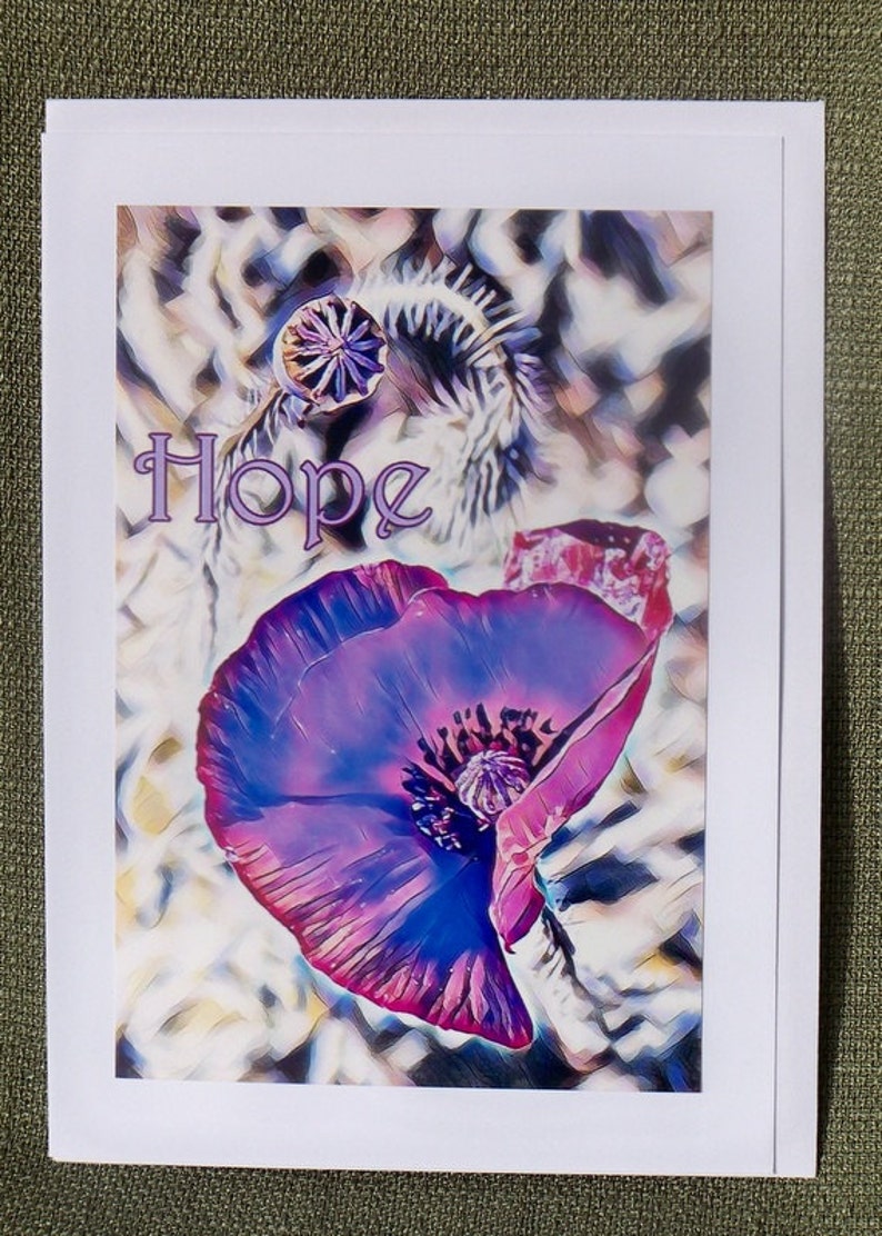 Hope Purple Poppy Insprirational Greeting Card 5x7 - Etsy