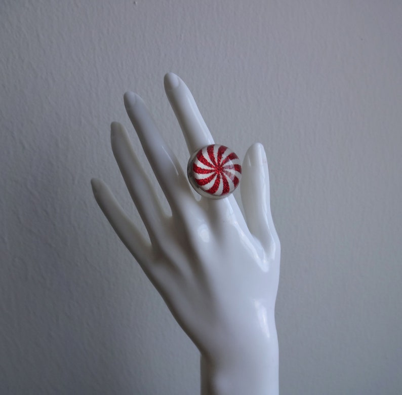 Peppermint Drop Ring Moontideart Original Candy Cane Ring - Etsy