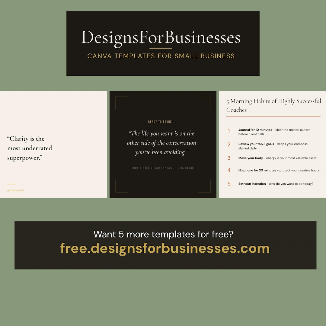 3 Almost Free Instagram Templates for Coaches | Canva Editable | Sample ...