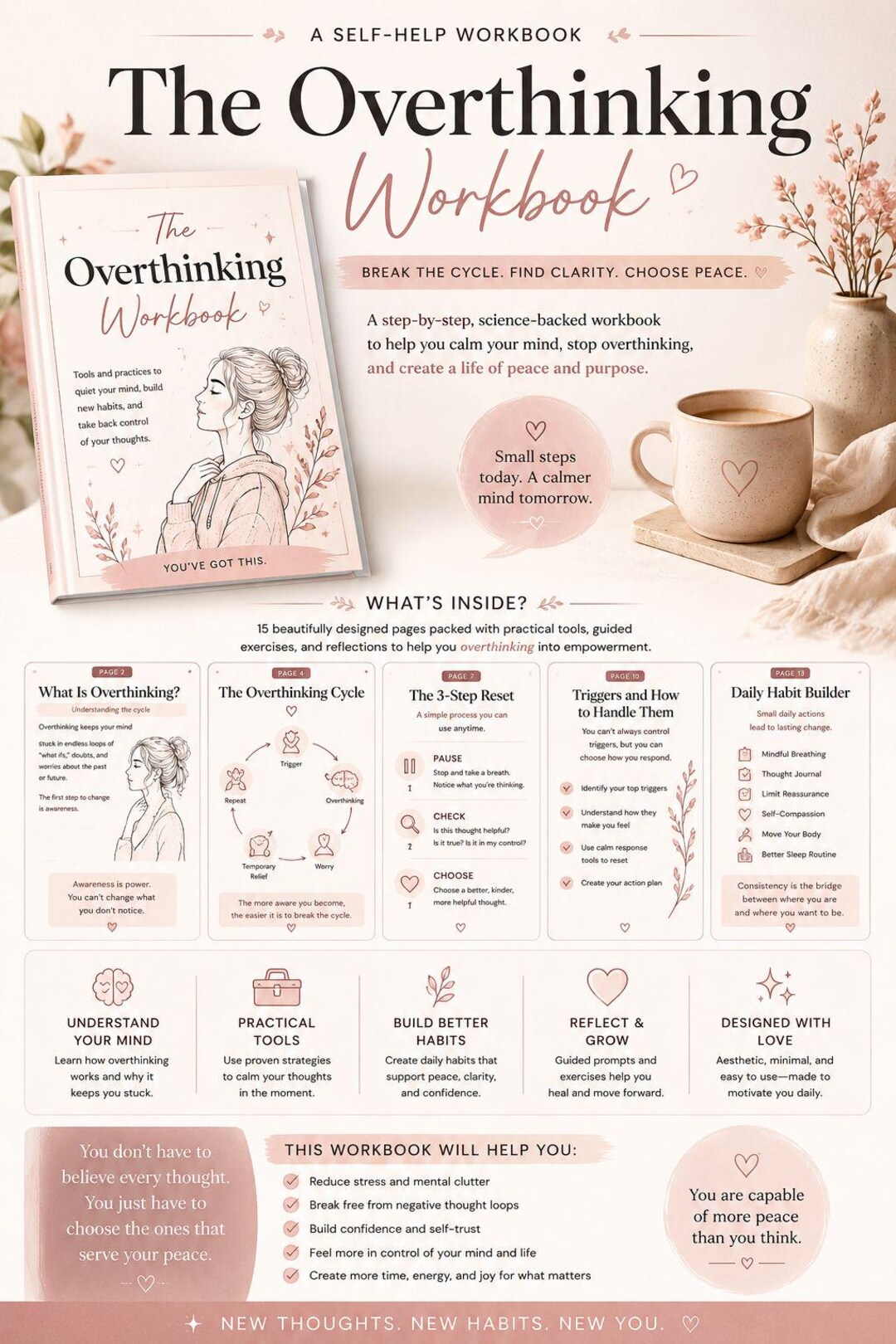 Overthinking Workbook: CBT Exercises, Anxiety Relief, Self-reflection ...