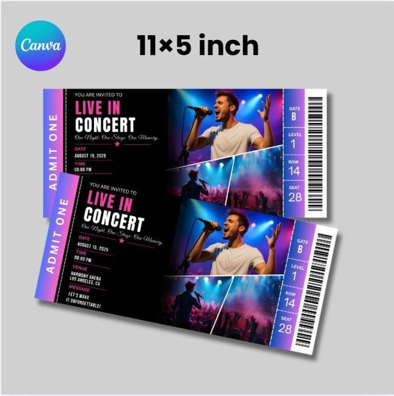 Editable Concert Ticket Canva Template, Surprise Event Pass (digital ...