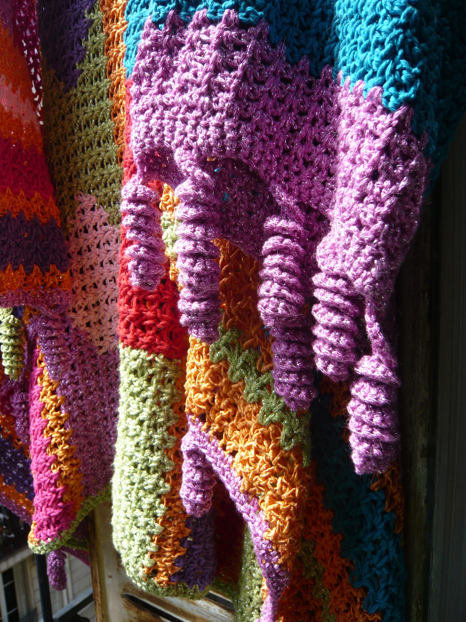 Crochet Rainbow Summer Coat Geometric Pattern Kimono Vivid - Etsy