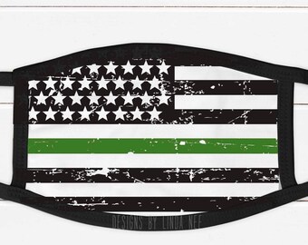Thin Green Line American Flag Face Mask Neck Gaiter for Men - Etsy