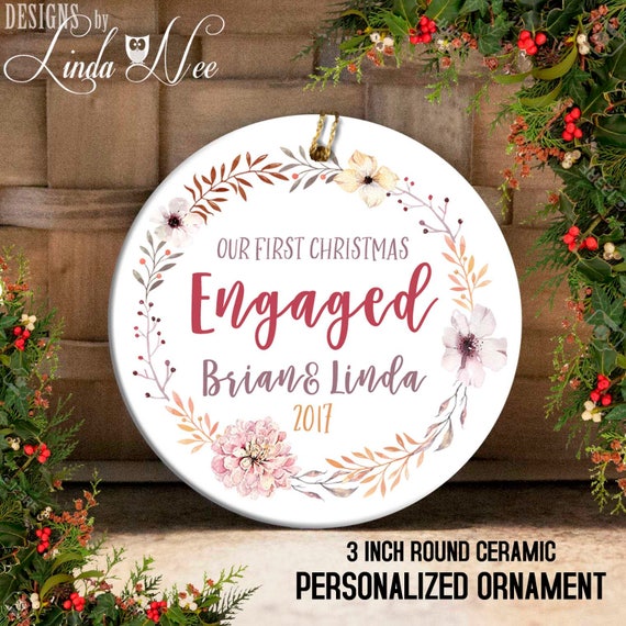 Just Engaged Ornament 2024 Engagement Christmas Ornament Personalized Engagement Gift Bridal Shower Ornament Our First Christmas OCH118