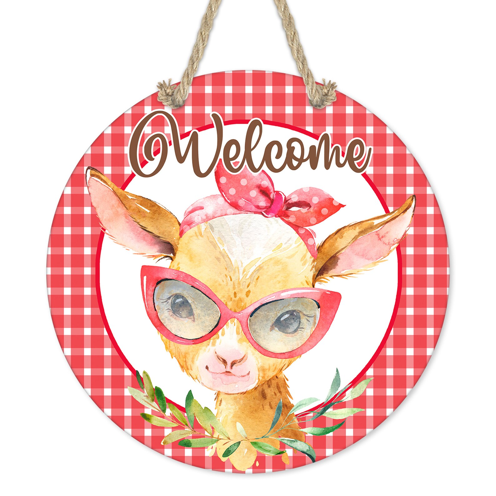 Cute Goat Door Sign 7 Round Welcome Wall Sign | Etsy