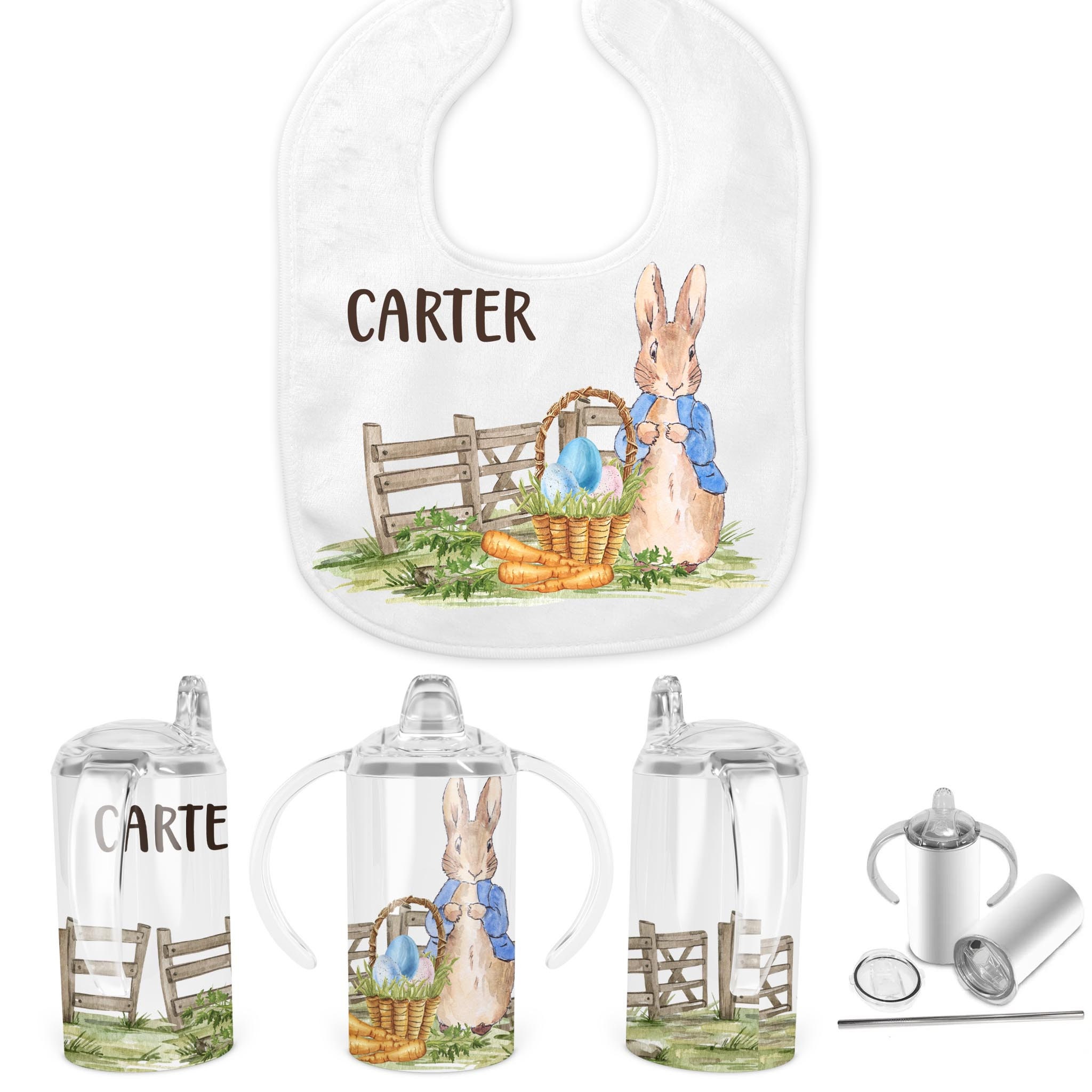 Personalized Peter Rabbit Gift Set Easter Baby Bib Burp Cloth | Etsy