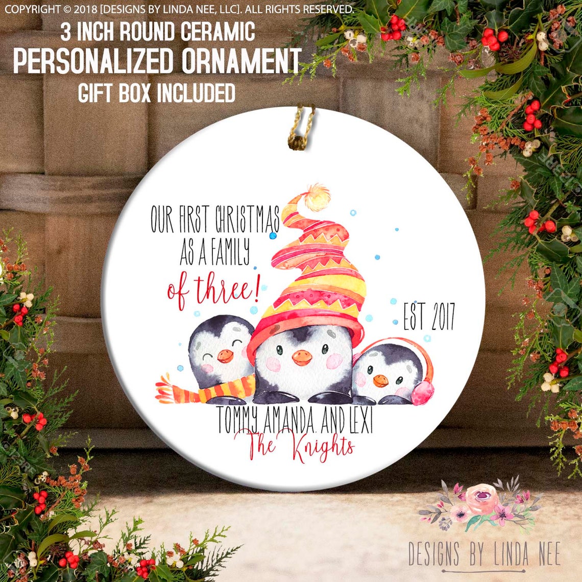 Our First Christmas as a Family of THREE Personalized - Etsy