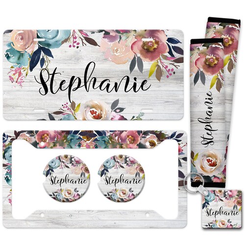 Floral Car Tag Floral License Plate Personalized Car Tag | Etsy