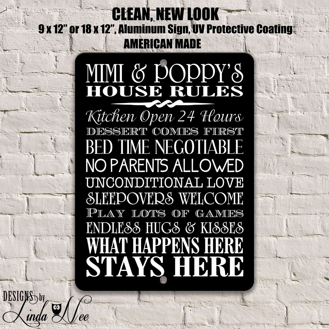 Mimi and Poppy Gifts, Mimi and Poppy Rules, Grandparents Sign ...