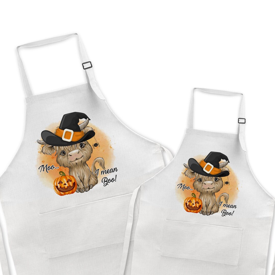 Moo, I Mean Boo Cow Halloween Kitchen Apron for Women, Boo Kitchen ...