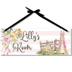 Personalized Door Sign for Kids, Flopsy Wood Nursery Name Sign, Peter ...