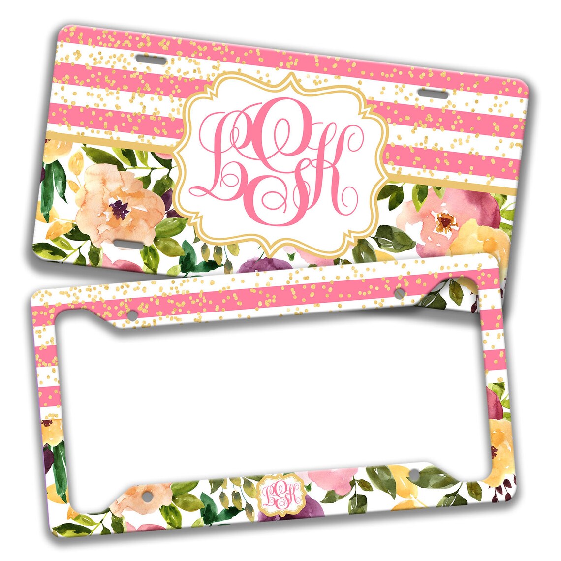 Personalized License Plate Monogram License Plate Floral - Etsy