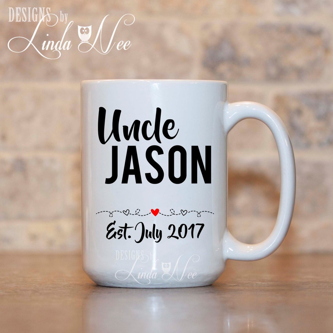 Personalzied Uncle Baby Reveal Mug, New Uncle Mug, Gift for Uncle, Est ...