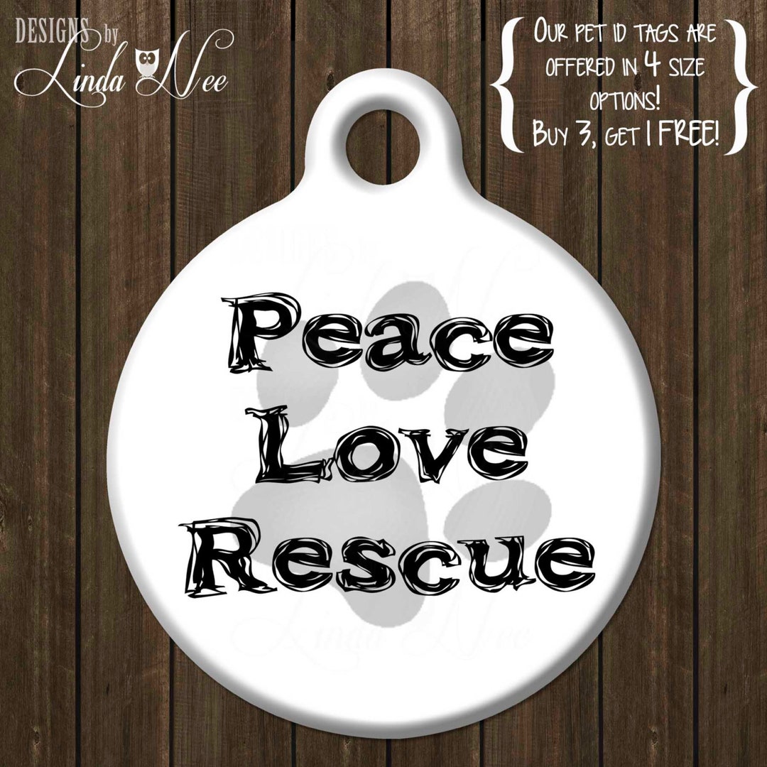 Peace Love Rescue Dog Tag: Personalized Pet ID for Dogs & Cats - Etsy